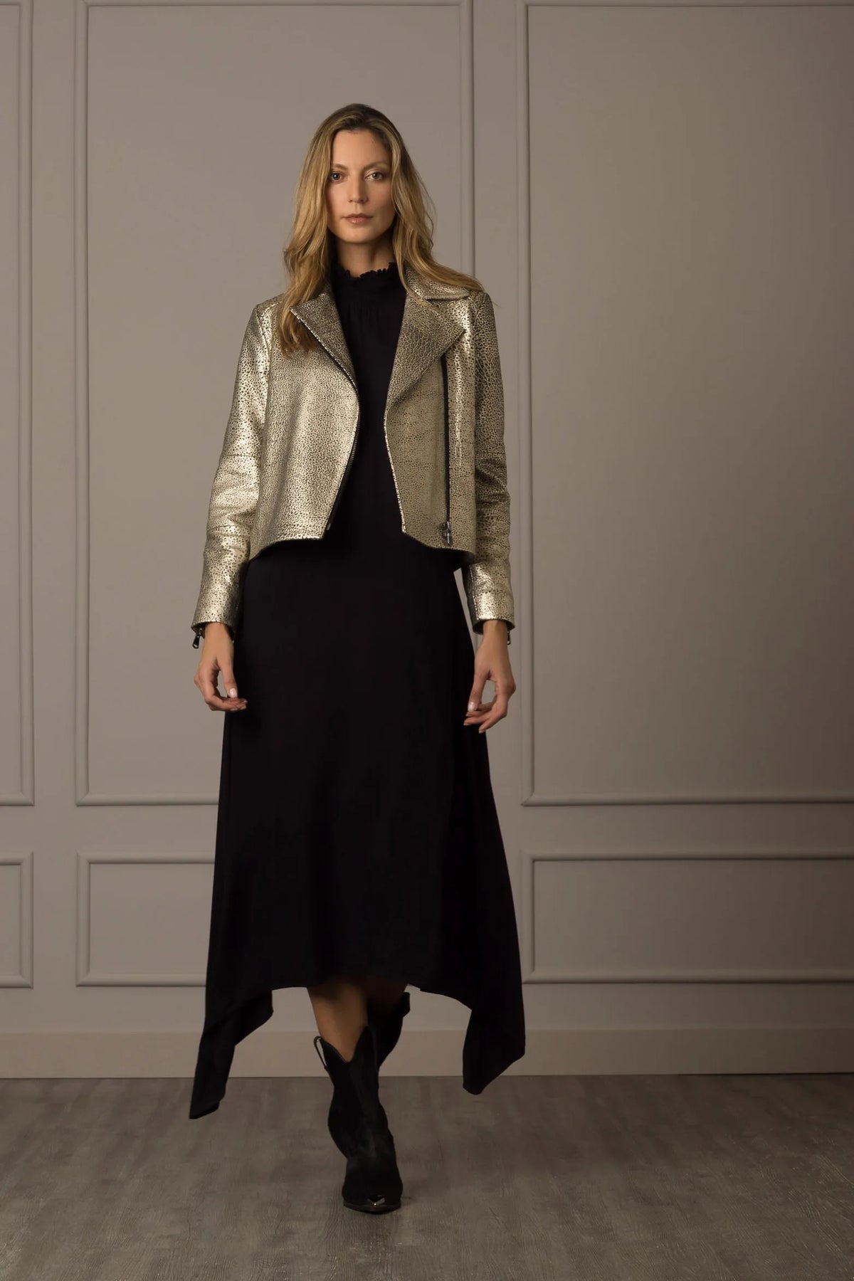 CHAQUETA BIKER TOKIO EN CUERO PARA MUJER EFECTO METALIZADO — Shopialo.com